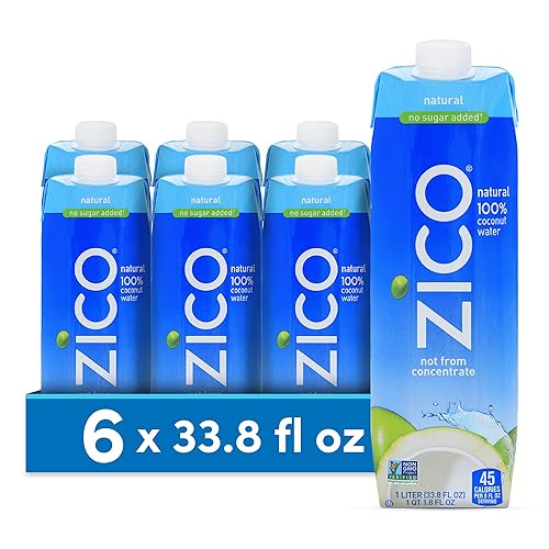 Zico 100% Coconut Water Drink, 1 Liter Carton - 6 Pack, Natural ...