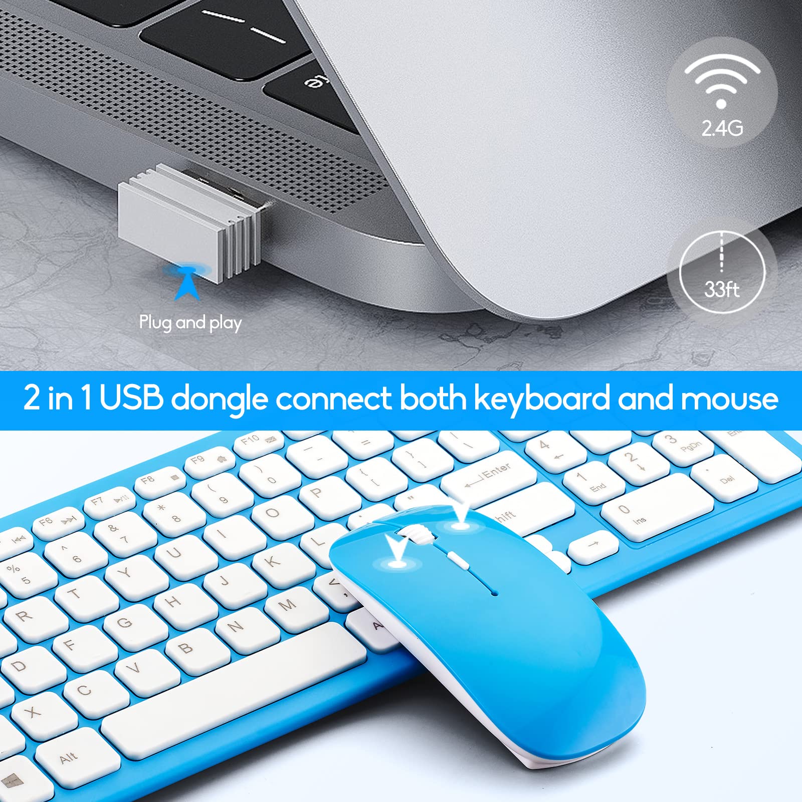 Mua Wireless Keyboard and Mouse Combo, Compact Wireless Keyboard and ...