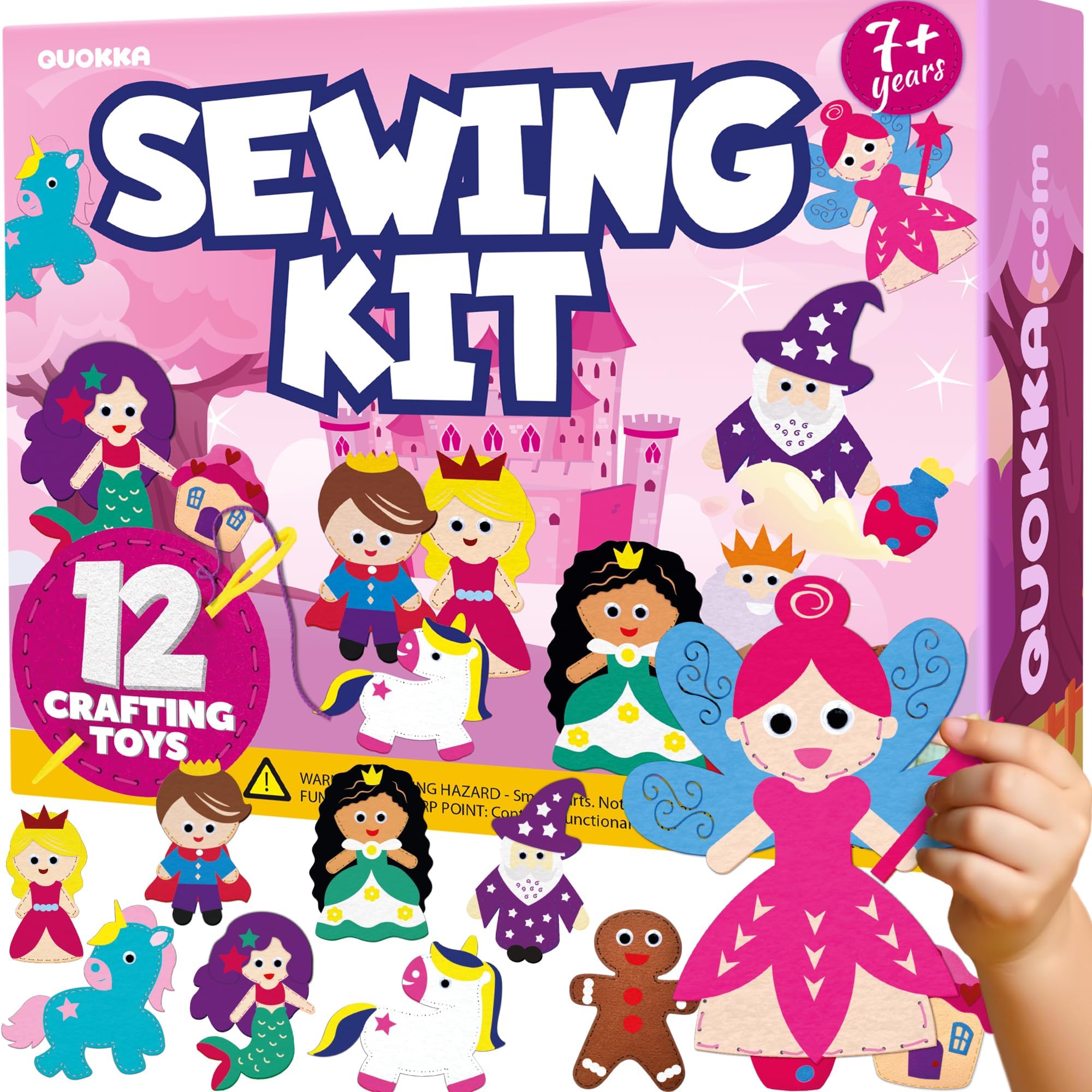 QUOKKA Kids Crafts Ages 4-8, DIY Beginner Needle and Thread Kit - 12 ...