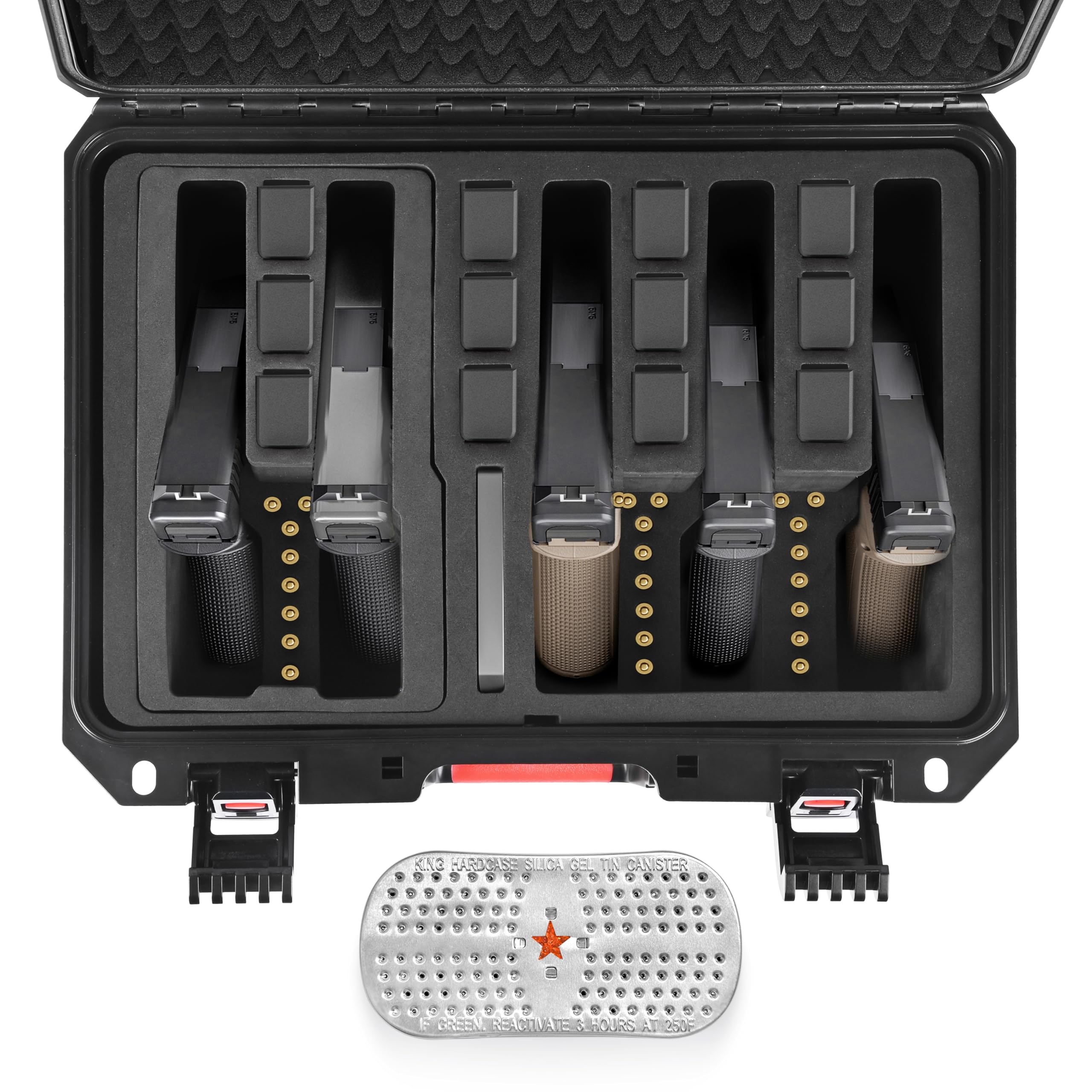 Kinghardcase Hand Gun Cases for Pistol 5 Pistol Handguns &12 Magazine ...