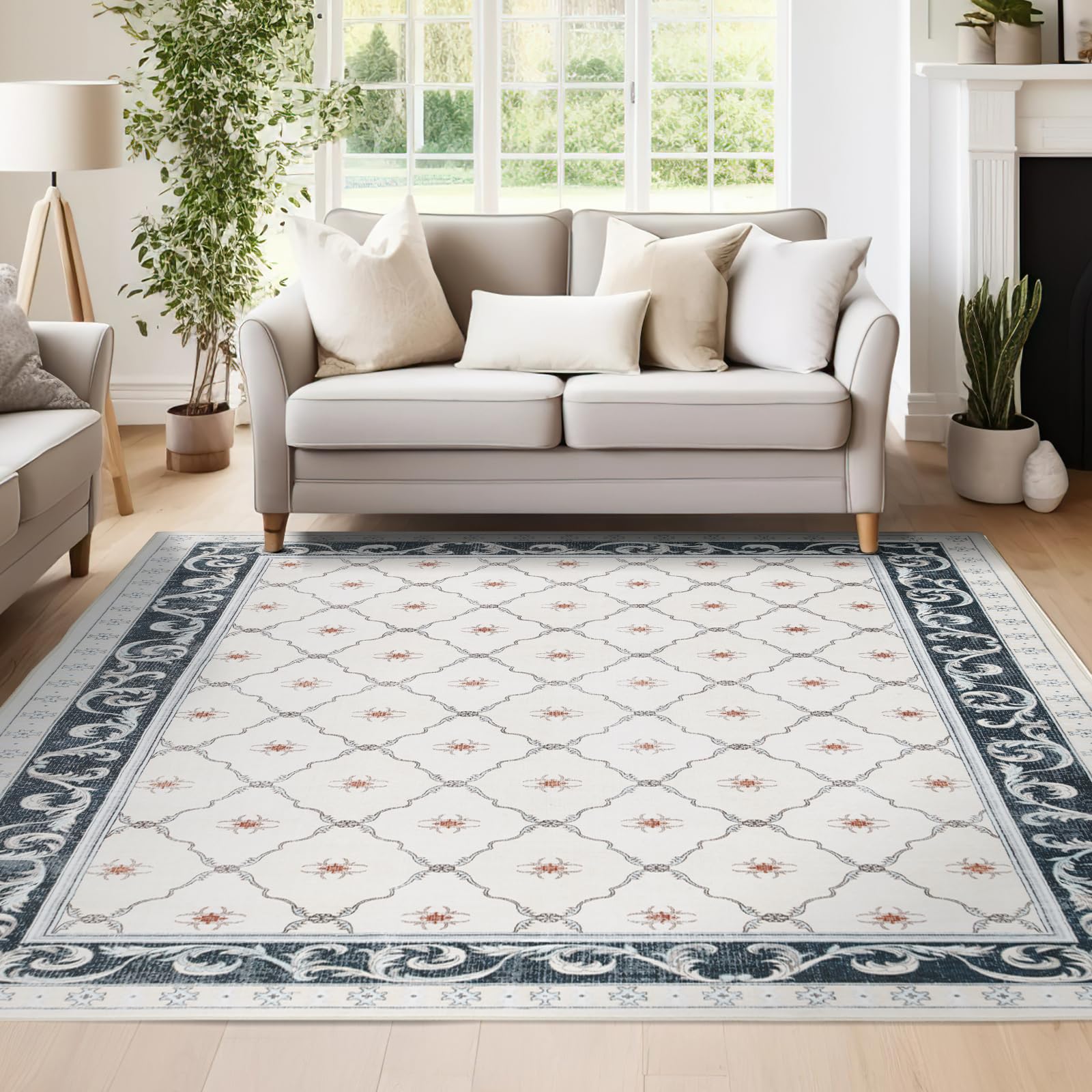 jinchan Area Rug 5x7 Moroccan Trellis Washable Rug Geometric Rug Non ...