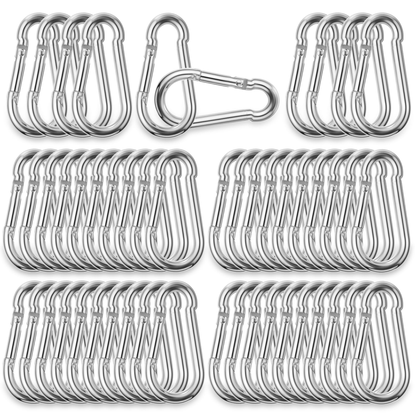 50Pcs M5 Heavy Duty Carabiner Clip 2 Inch Galvanized Steel Spring Snap ...