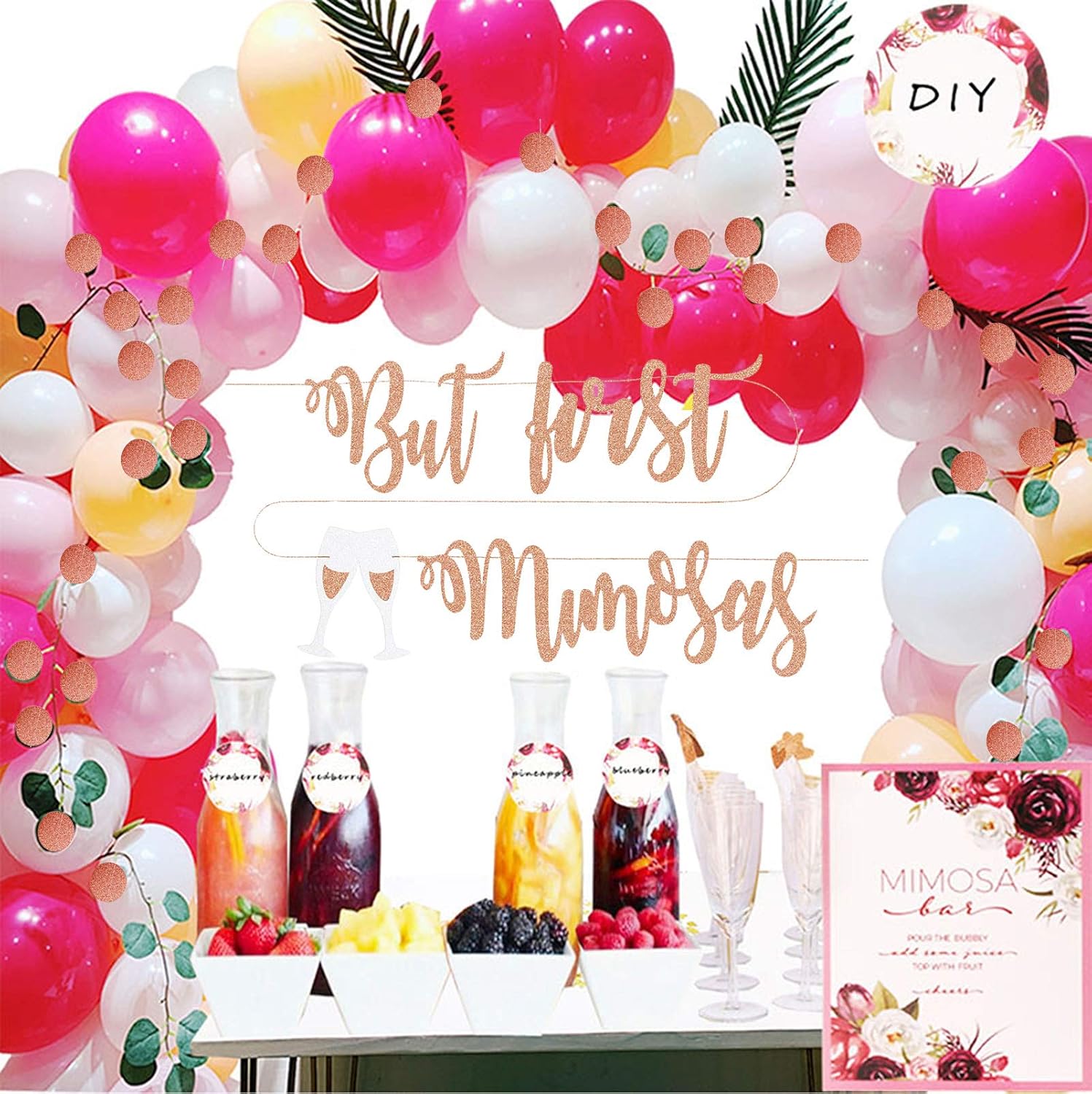 Sayala Mimosa Bar Banner| Gold Floral Mimosa Sign Tags Decorations ...