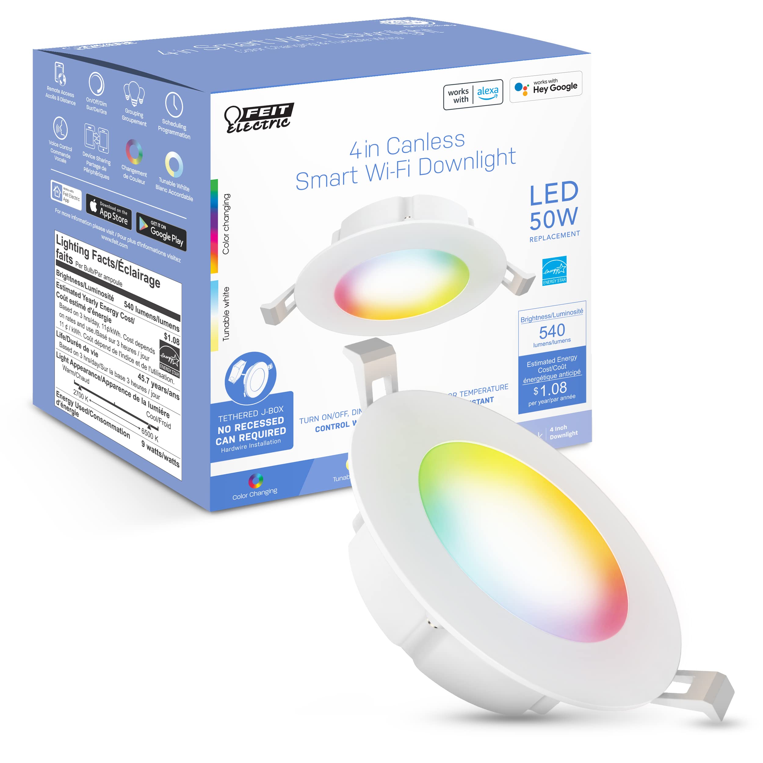 Mua 4 Inch Smart Recessed Light Canless Jbox, Color Changing and ...