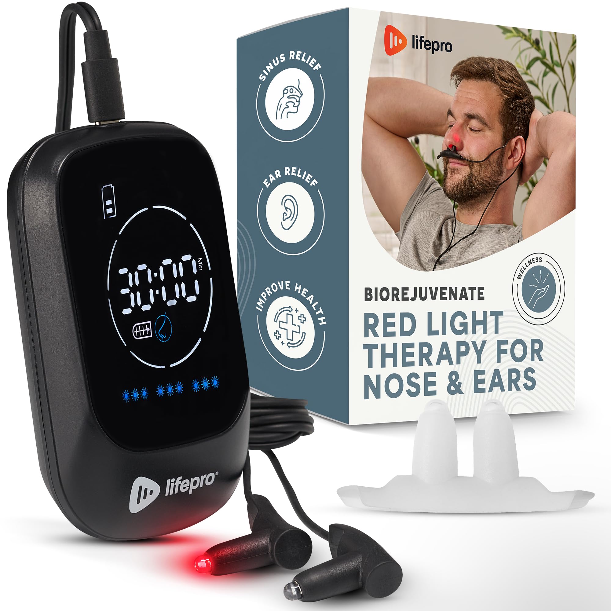Lifepro Red Light Therapy Device for Nose & Ears, Rechargeable Near ...