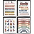 Amazon.com: GOXFOC Boho Rainbow Wall Art Decor, I Am Smart Kind Brave ...