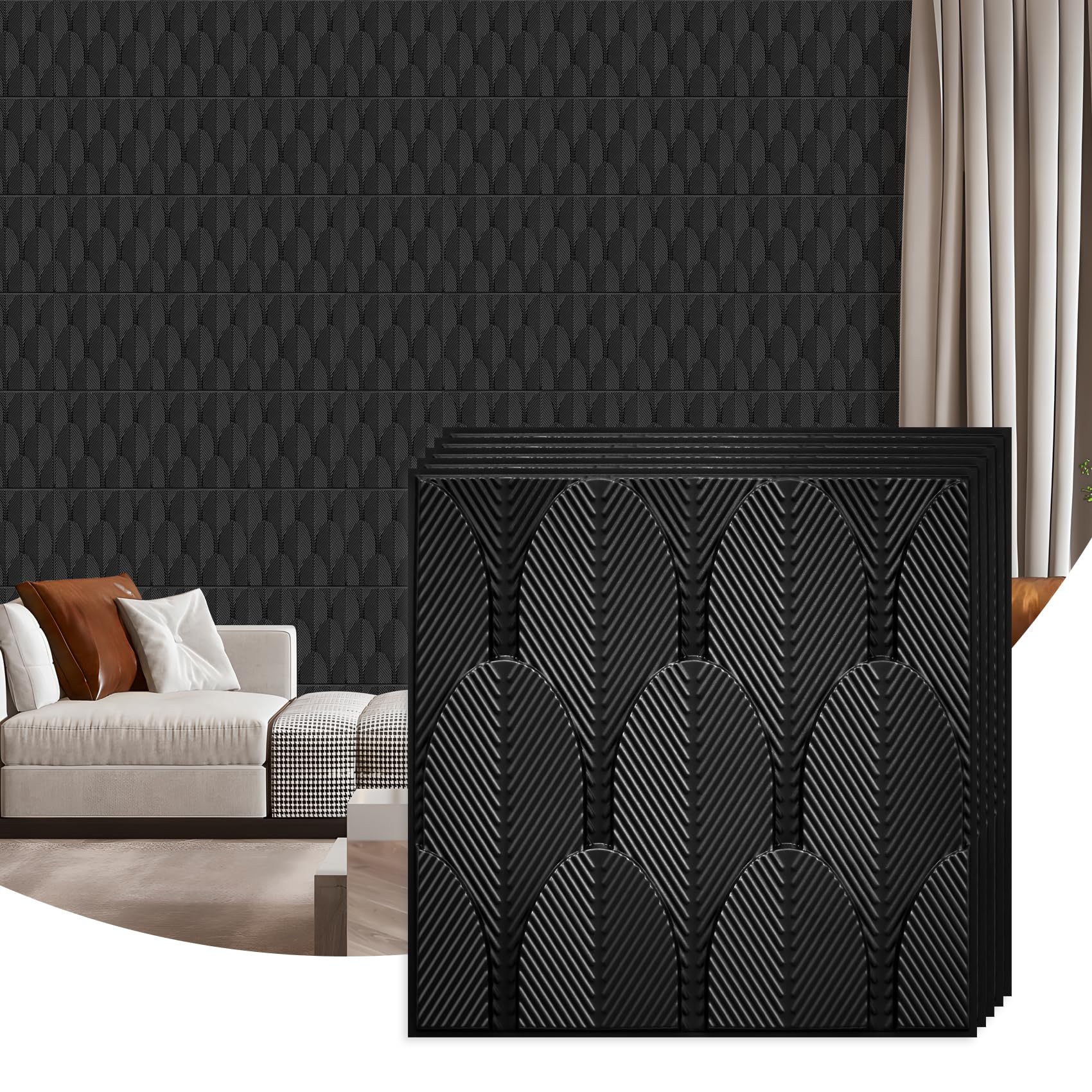 STICKGOO 33 Pack Black 3D Wall Panels, PVC 3D Wall Panels, Decorative ...