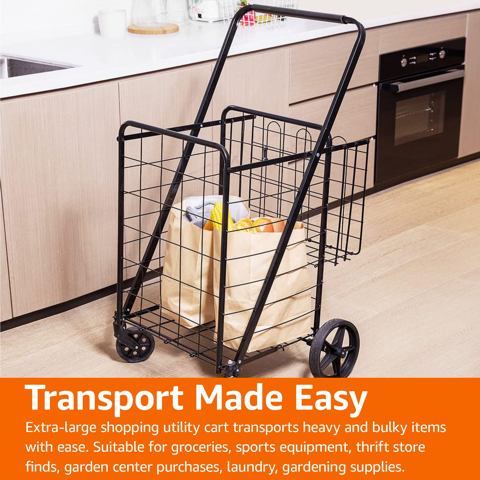 Mua Foldable Shopping Utility Cart with 360-Degree Wheels, X-Large ...