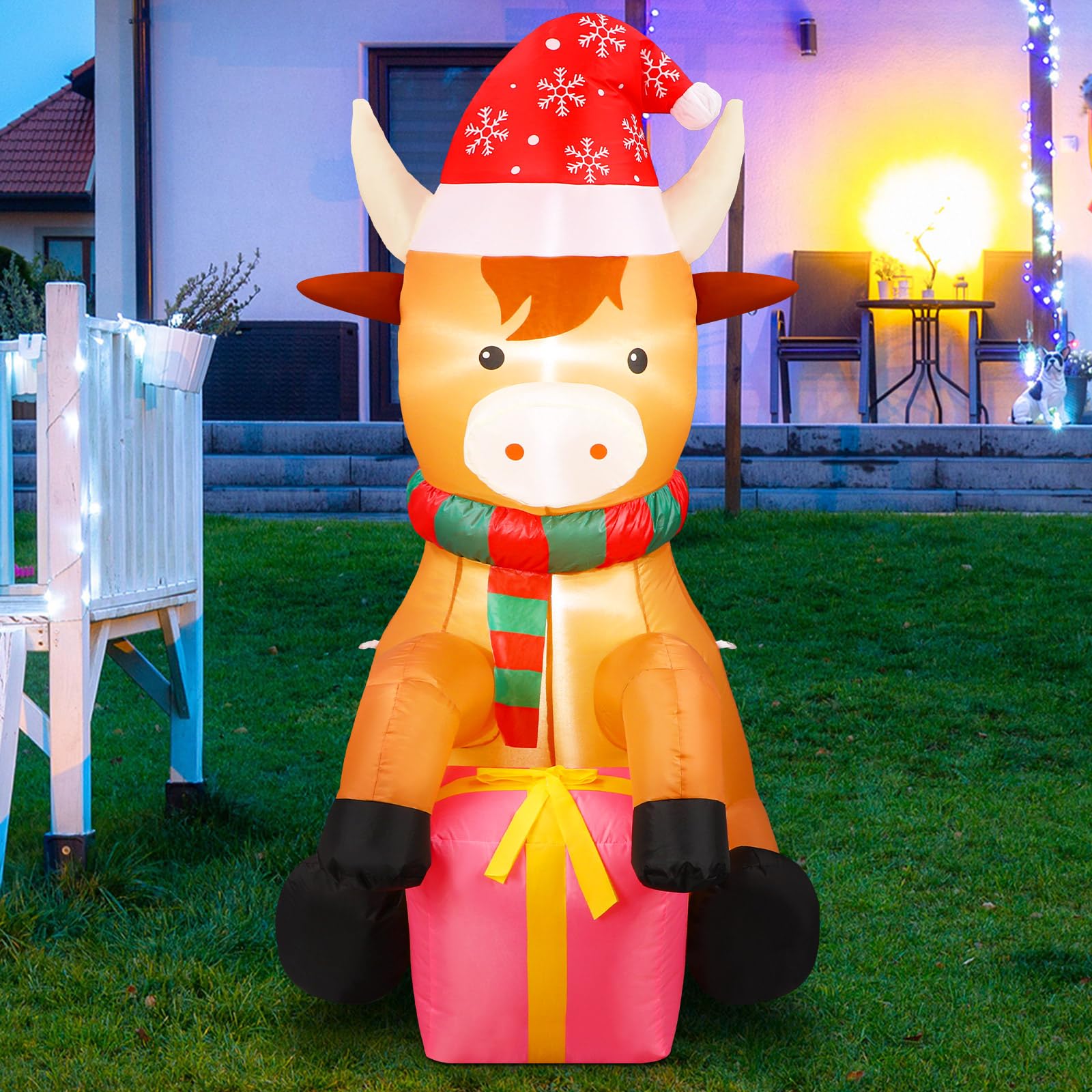 Vertintong 5ft Highland Cow Easter Inflatables Blow Up Yard Decorations ...