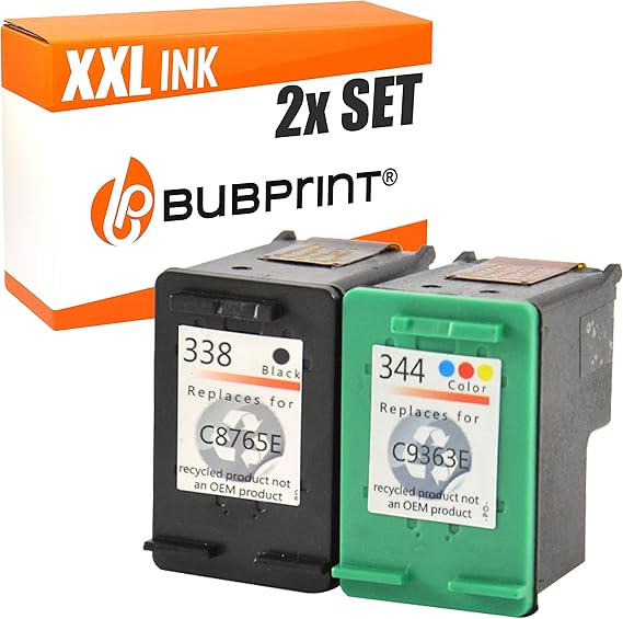 Bubprint Cartouches d'encre compatibles avec HP 338 + 344 Deskjet 460c ...