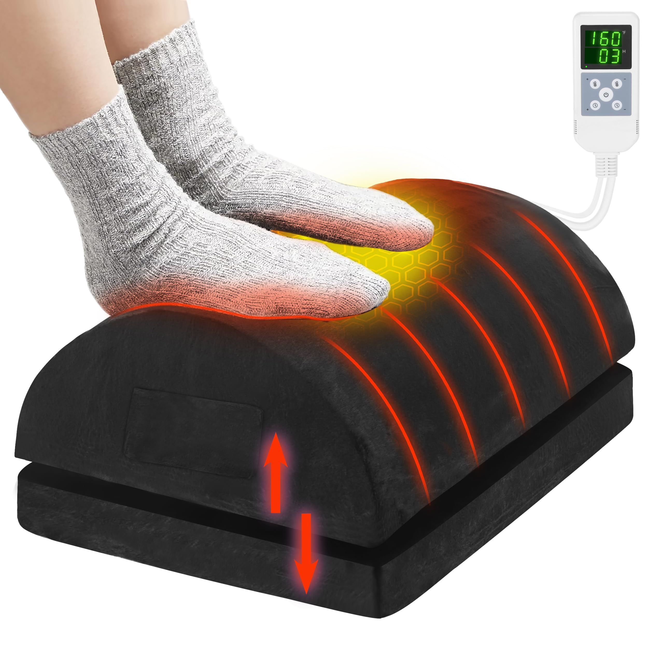 Heated Foot Rest for Under Desk at Work, Ergonomic Adjustable Footrest ...
