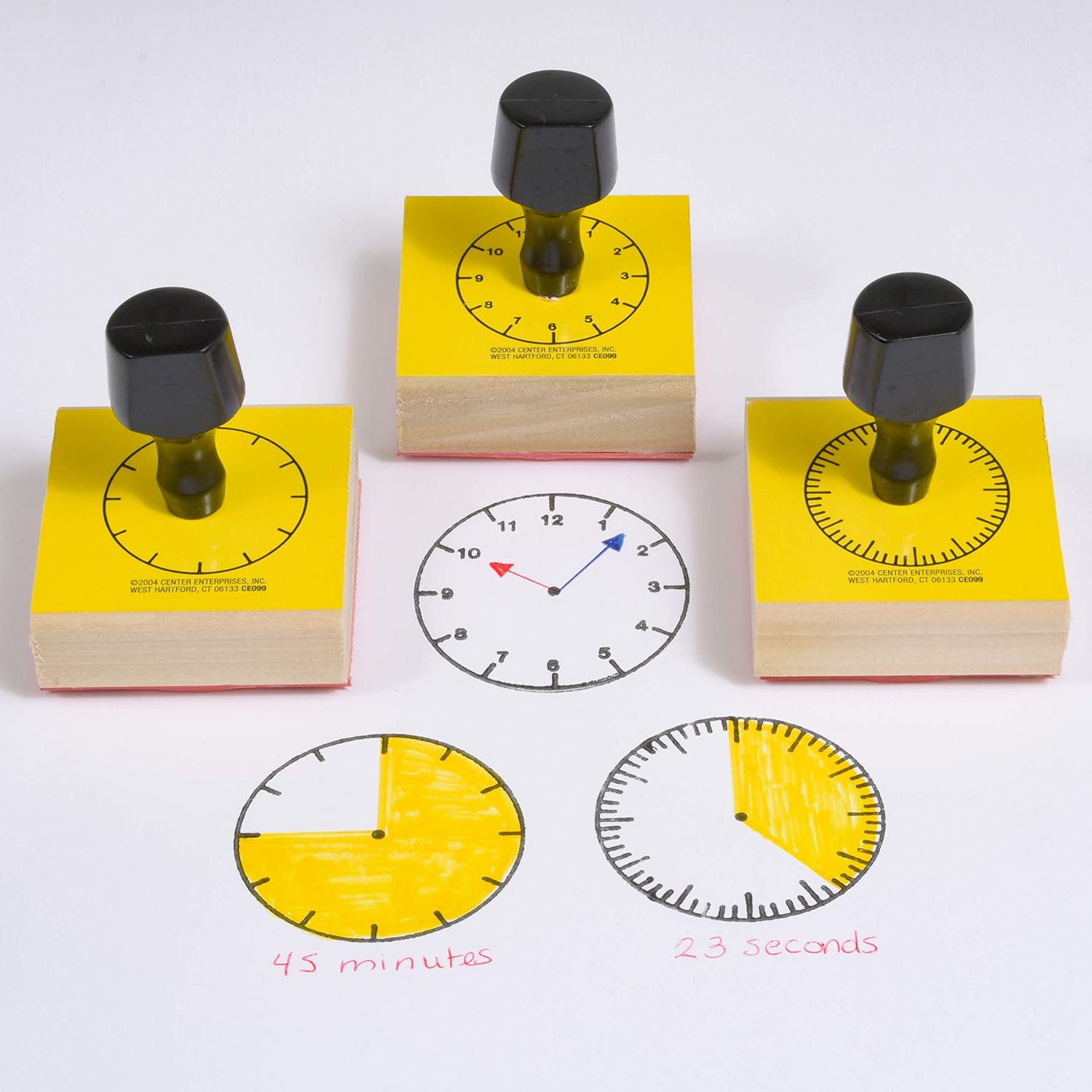 Ready 2 Learn Analog Clock Stamps - Set of 3 - Wooden Stamps for ...