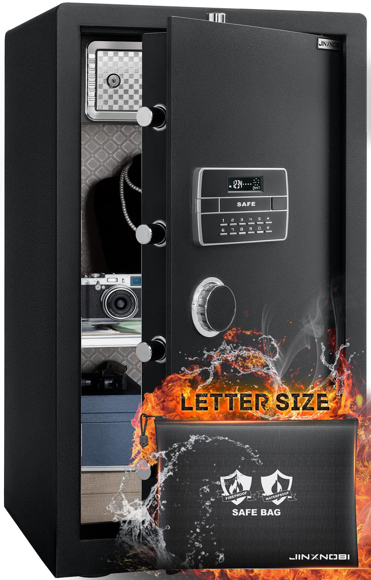 JINXNOBI Extra Large Safe Box with Big Fireproof Waterproof Document ...