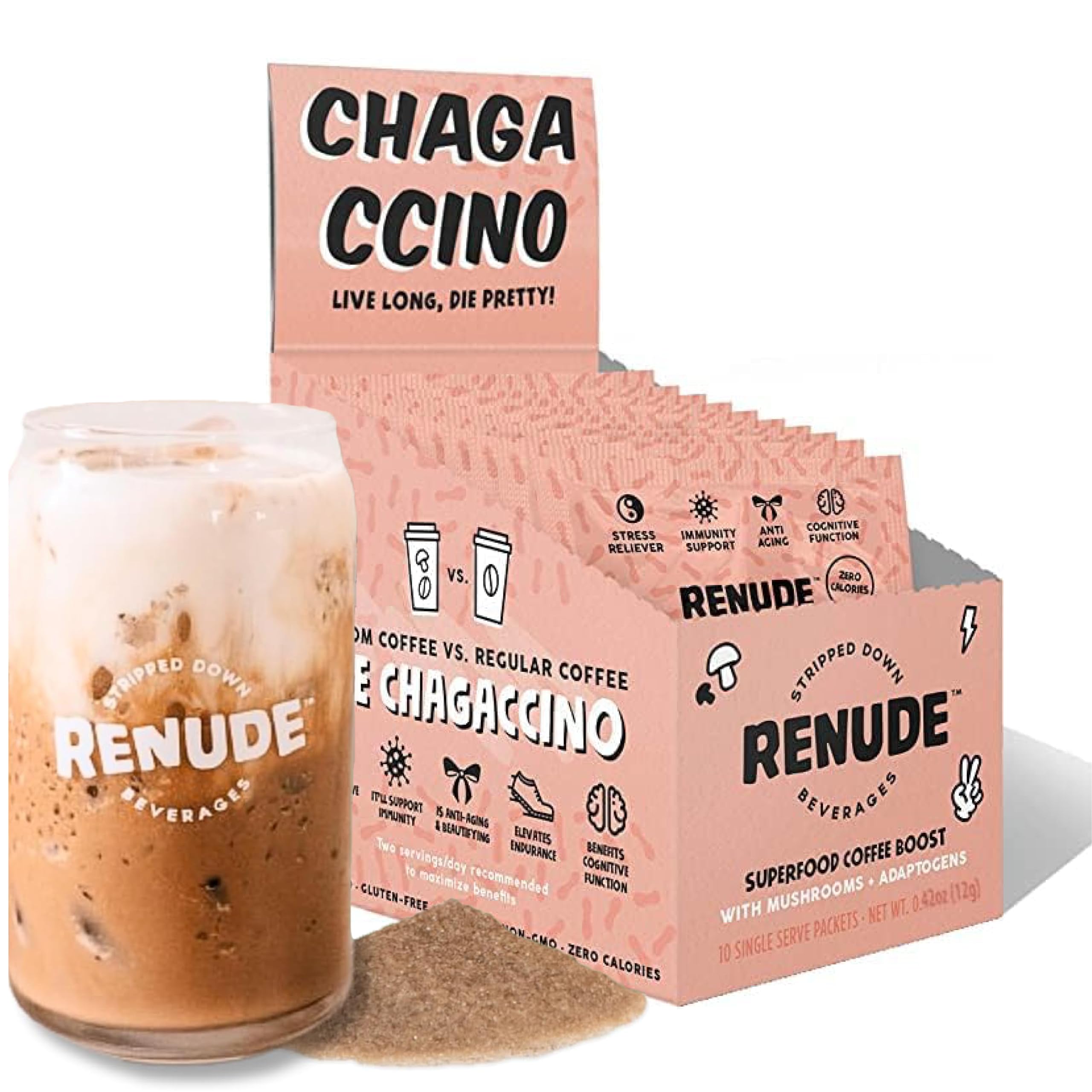 Renude Chagaccino - Chaga Mushroom Powder, Mushroom Coffee Drink Mix ...