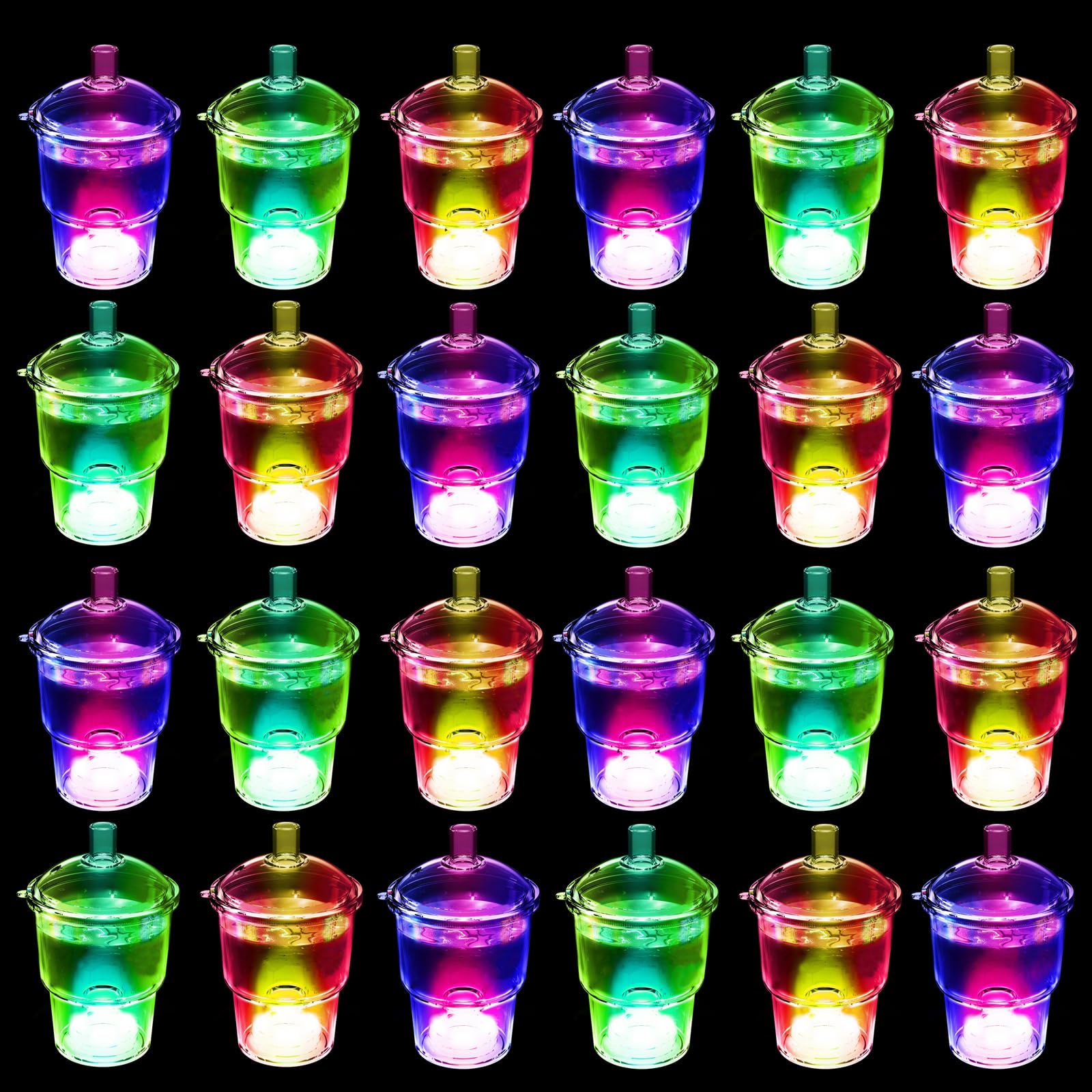 JTWKING Light Up Shot Glasses Set of 24 Shots Cups 2 oz Glow in the ...
