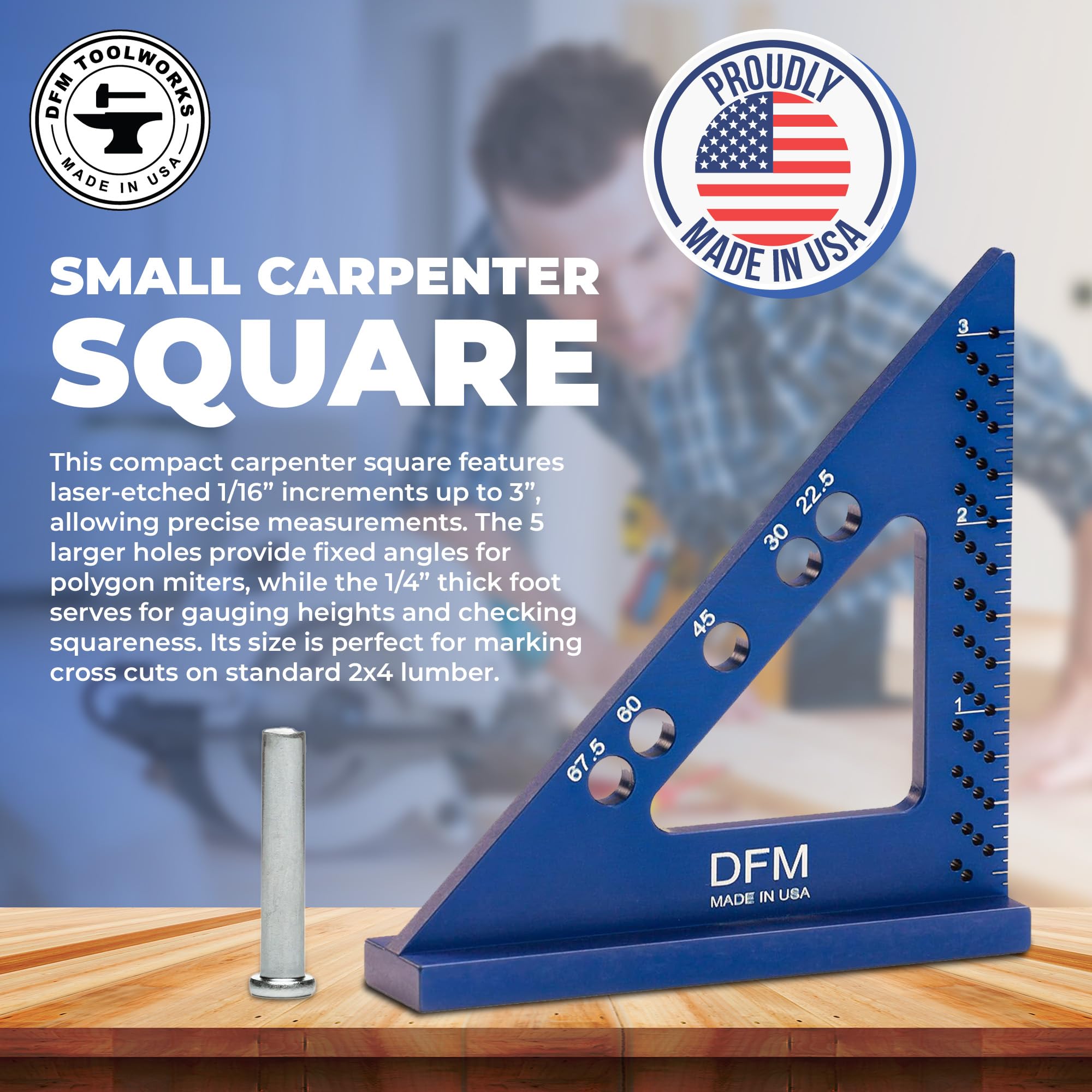 Mua DFM Small Carpenters Work Tools w/Fixed Miter Angle Pin - Precision Woodworking - 3.5" x 3. ...