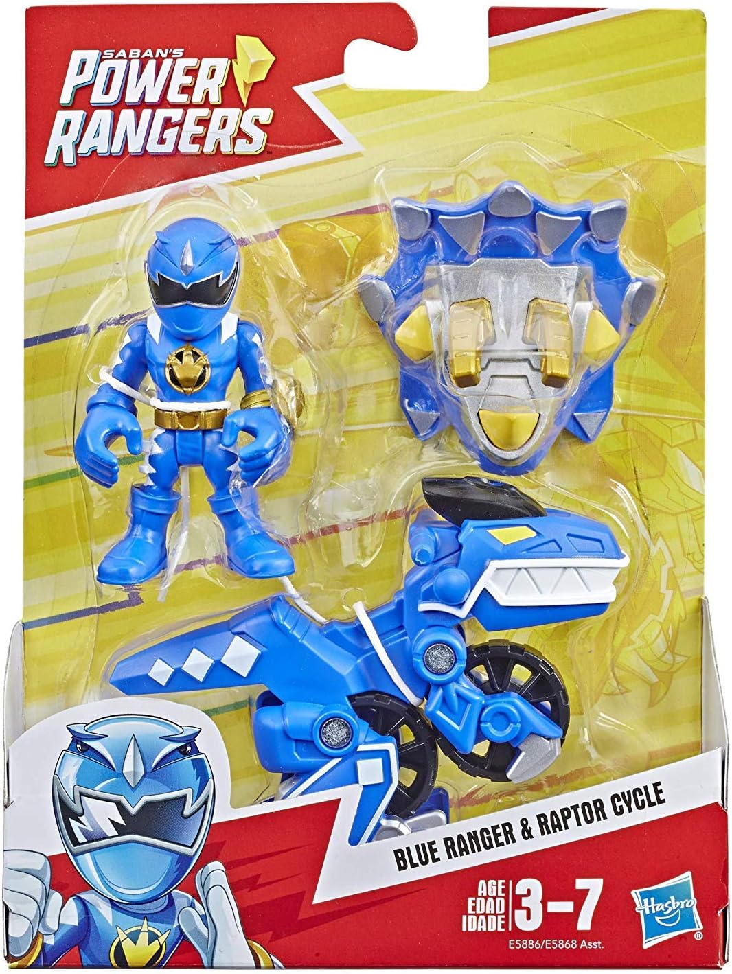 Power Rangers Playskool Heroes 2-Pack, Blue Ranger and Raptor Cycle, 3 ...