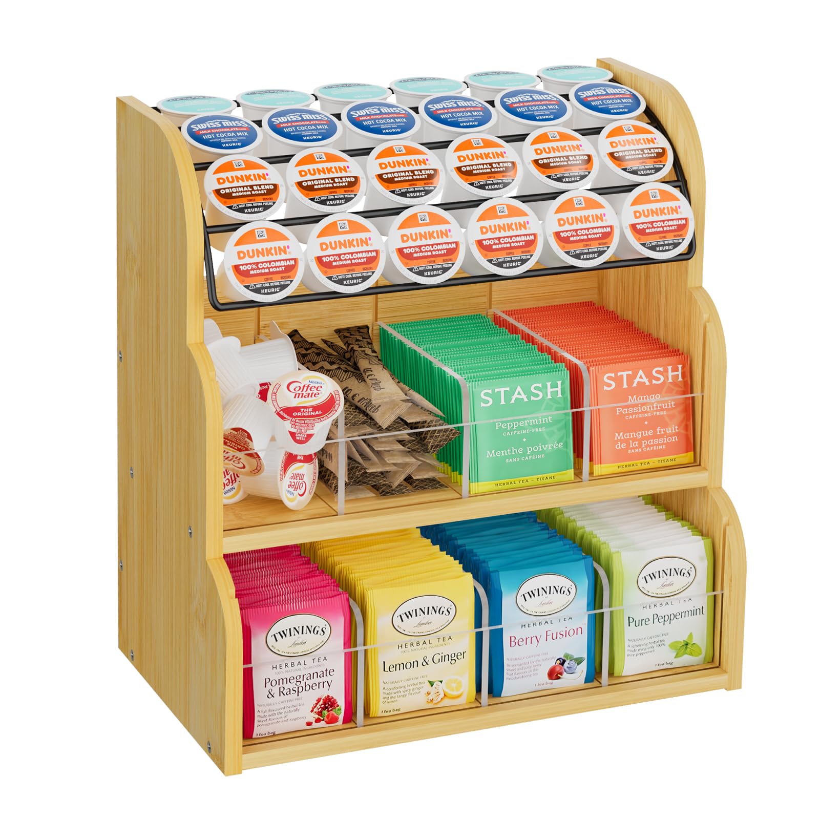 LASZOLA Bamboo Tea Bag and Coffee Holder Organizer for Cabinet Counter ...