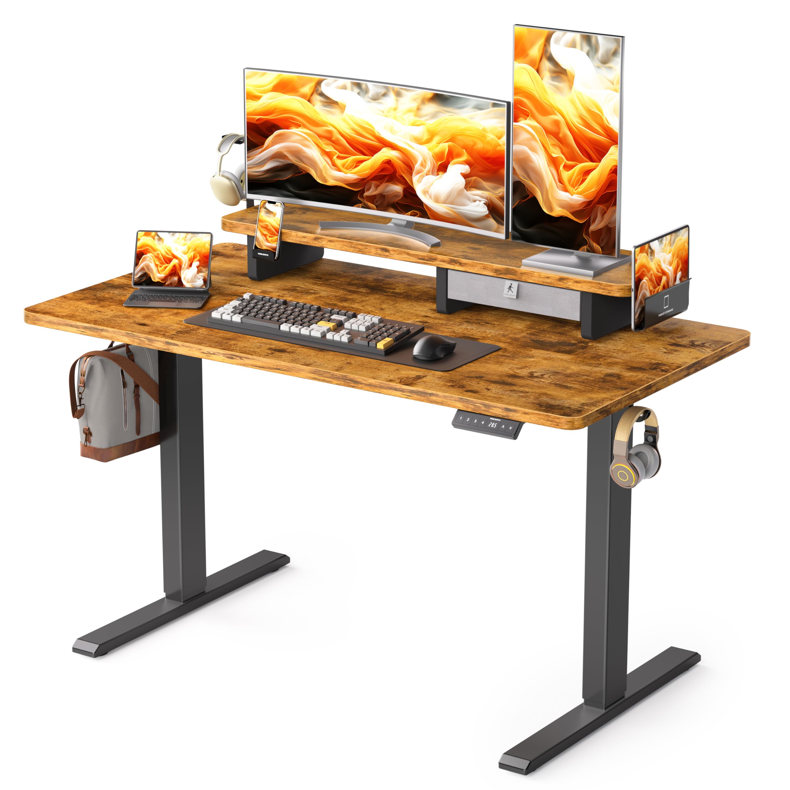 WALKINGDESK 48x24 Inches Electric Standing Desk with Drawer and Monitor ...