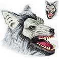 Amazon.com: SUNREEK Halloween Horror Wolf Mask with Red Light Up Eyes ...