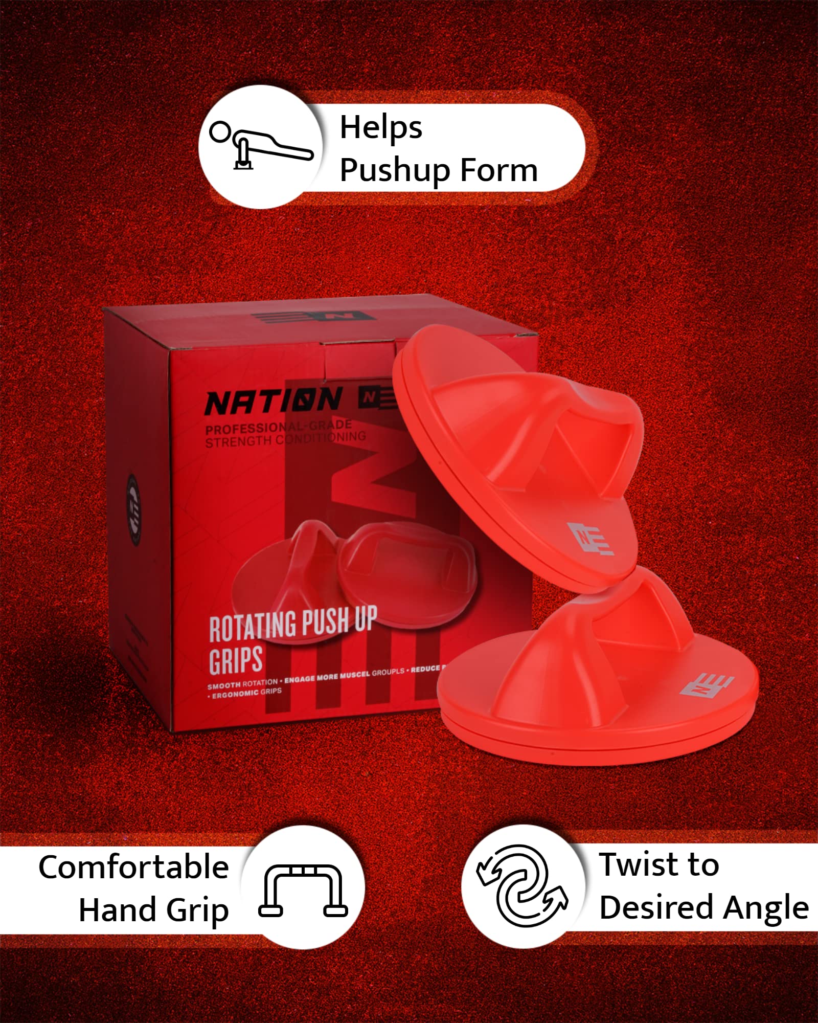 Mua WOD Nation Rotating Push Up Bars – Wide Grip Pushup Handles with ...