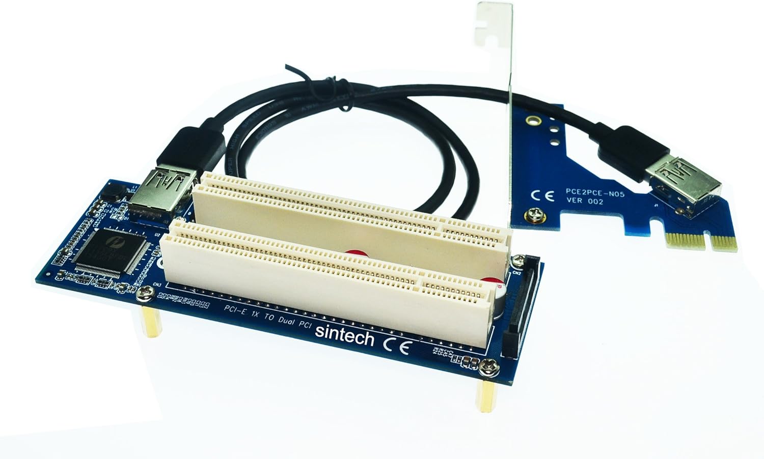 Sintech PCI-E Express X1 to Dual PCI Riser Extender Card: Amazon.co.uk ...