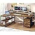 Amazon.com: YOMILUVE L Shaped Desk with 3 Drawer & 3 Open Shelf ...