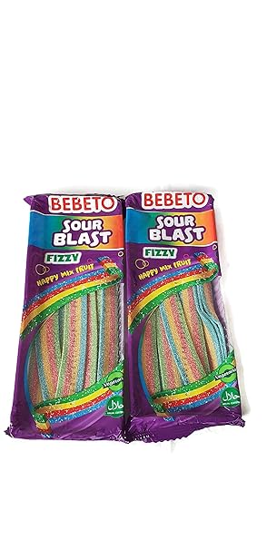 2 x Fizzy Rainbow Belts (400g) | Sweet & Sour | Vegetarian & Halal ...