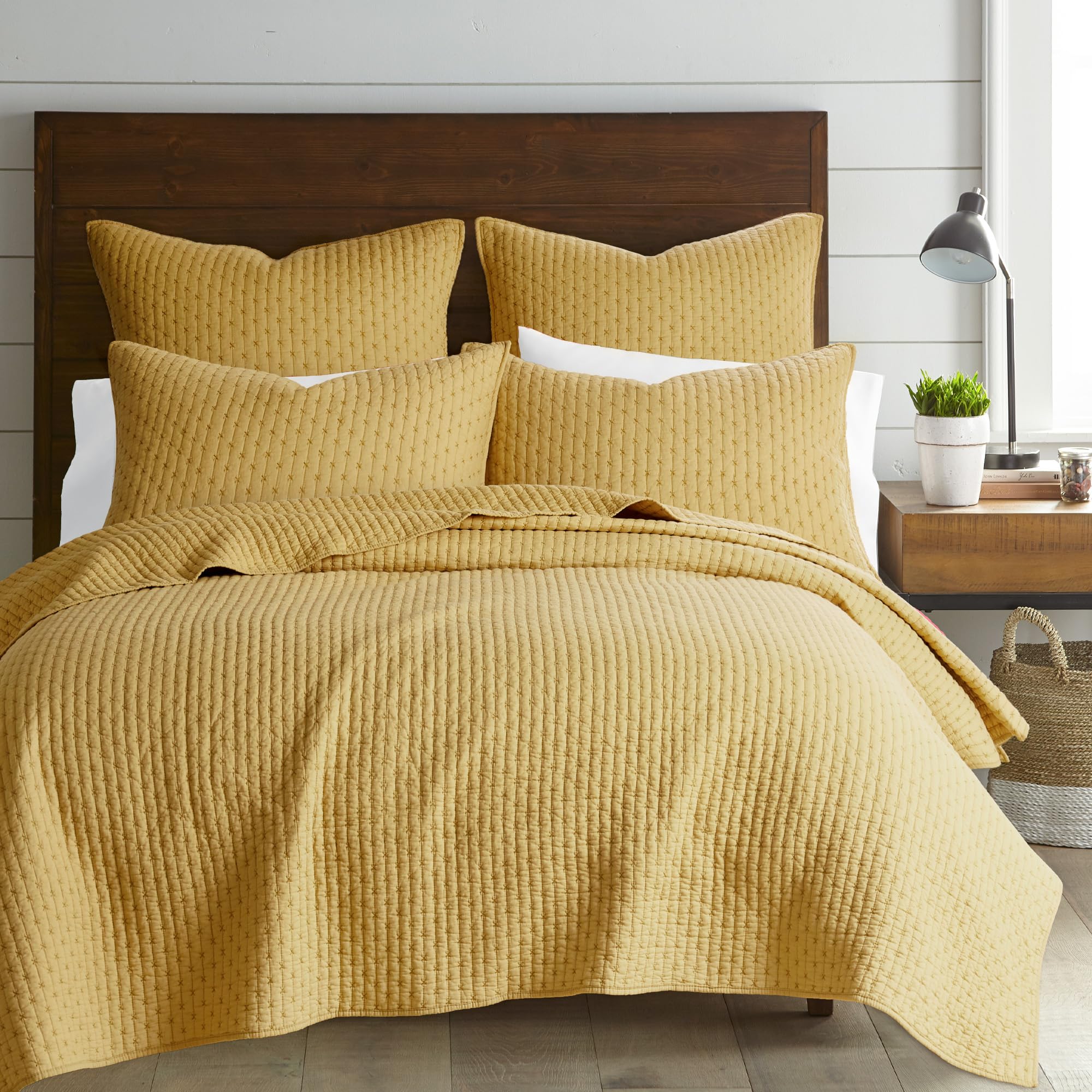 Levtex Home - Cross Stitch Ochre Quilt Set - 100% Cotton - Full/Queen ...