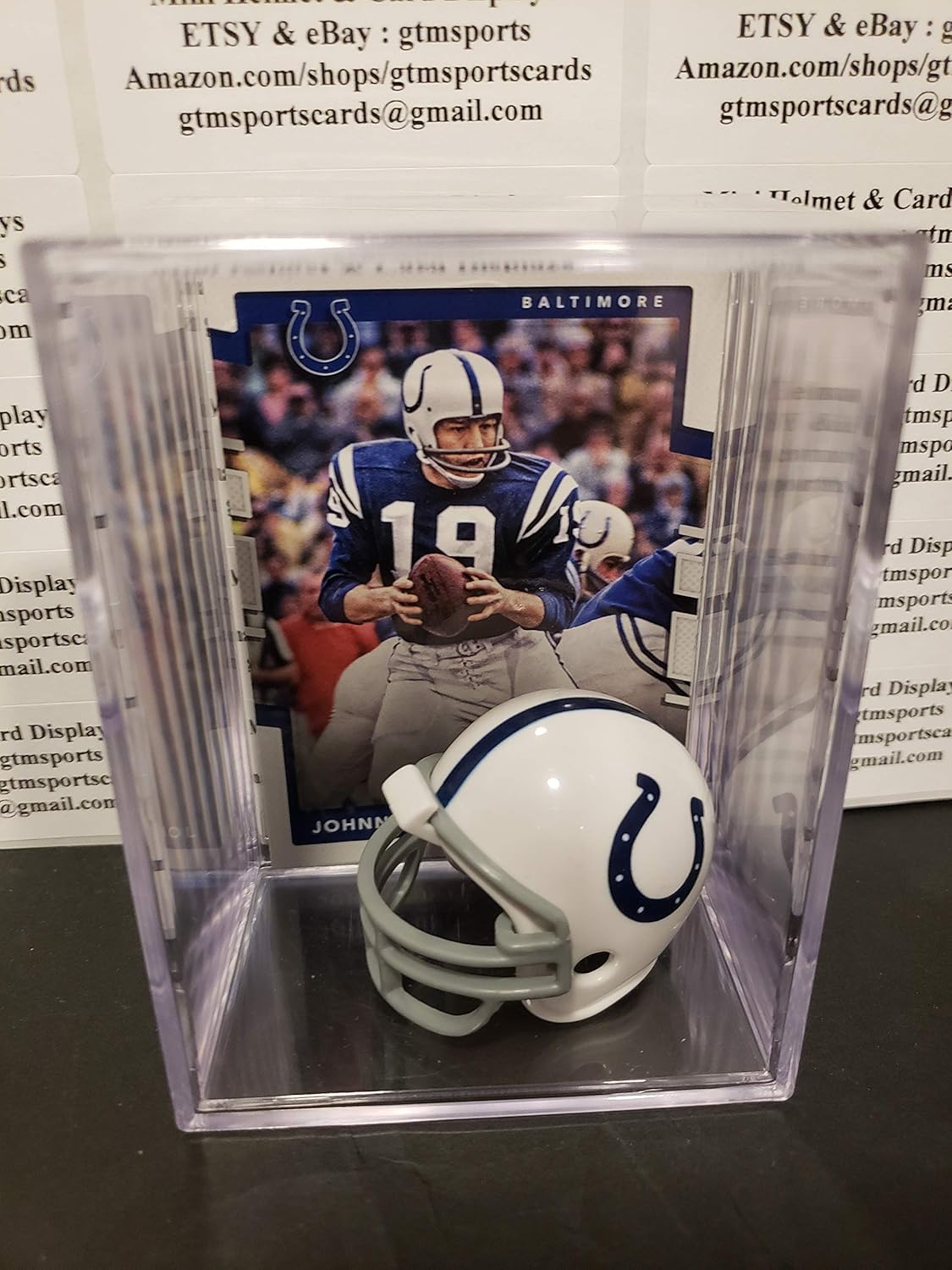 Johnny Unitas Baltimore Indianapolis Colts Mini Helmet Card Display ...