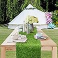Amazon.com: Hooqict Artificial Grass Table Runner 12 x 36 Inch Reusable ...
