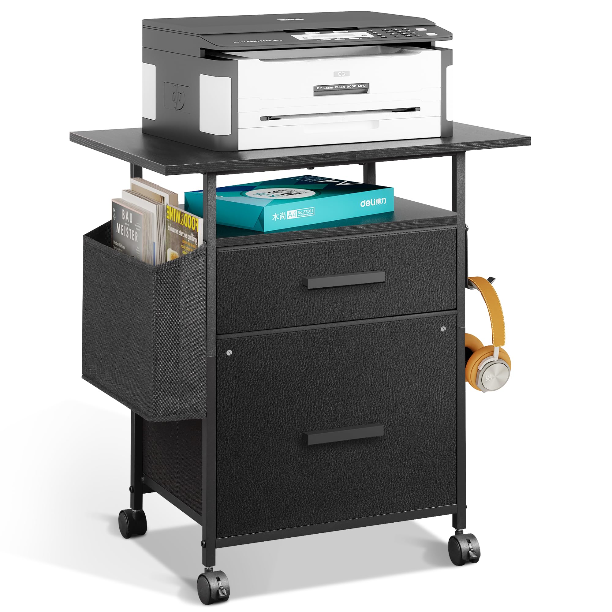 NASHZEN File Cabinet Printer Stand, Fabric Mobile Filing Cabinet with 2 ...