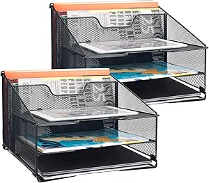 Samstar 2 Pack Mesh Desk File Organizer Letter Tray Holder, Desktop ...