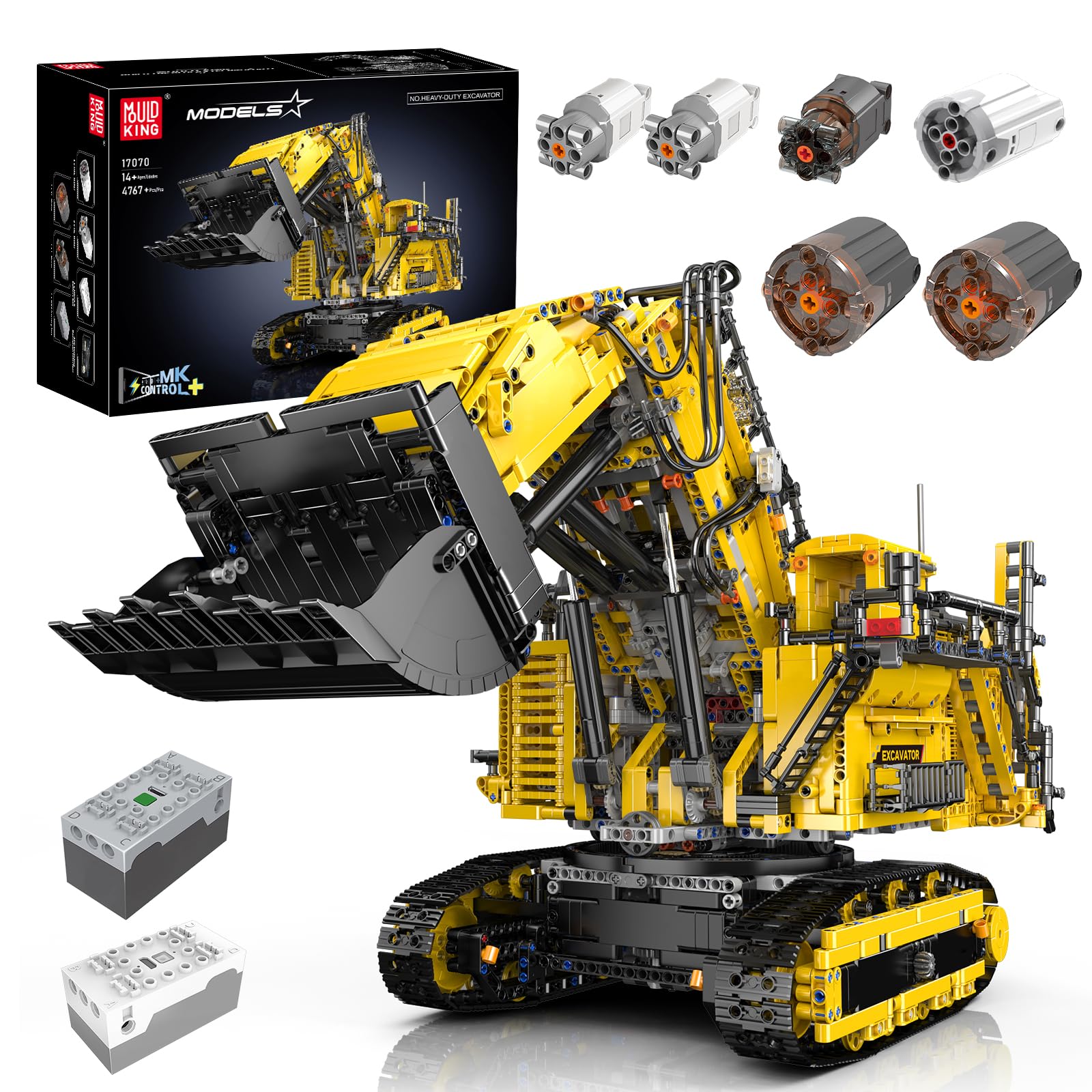 Mould King 17070 Technic Control Large Excavator Building Kit, App ...