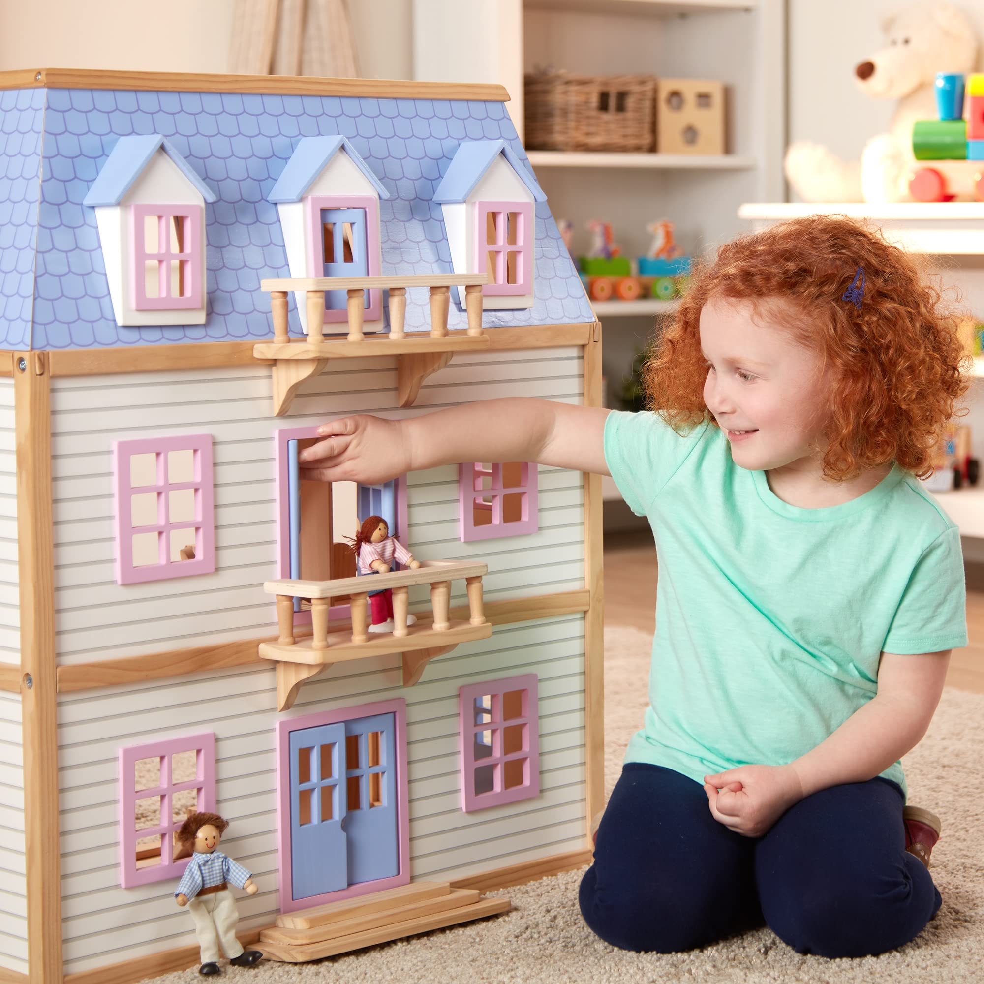 Mua Wooden Multi-Level Dollhouse SIOC - Wooden Multi-Story Pretend Play ...