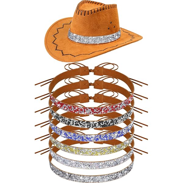 Cowgirl Hat Accessories 6-Pack Western Cowboy Hat Bands - Leather ...
