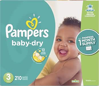 Amazon.com: Diapers Size 3, 210 Count - Pampers Baby Dry Disposable ...