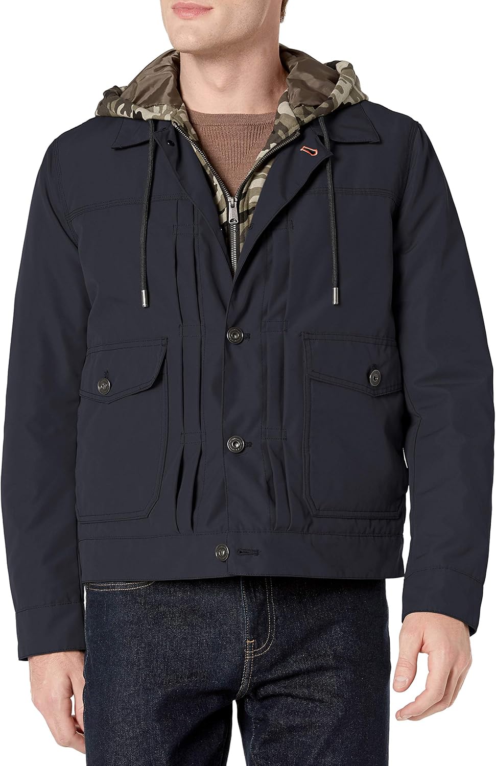 Lucky Brand Men's Stark Button Front Jacket with Exposed Fleece Hood ...