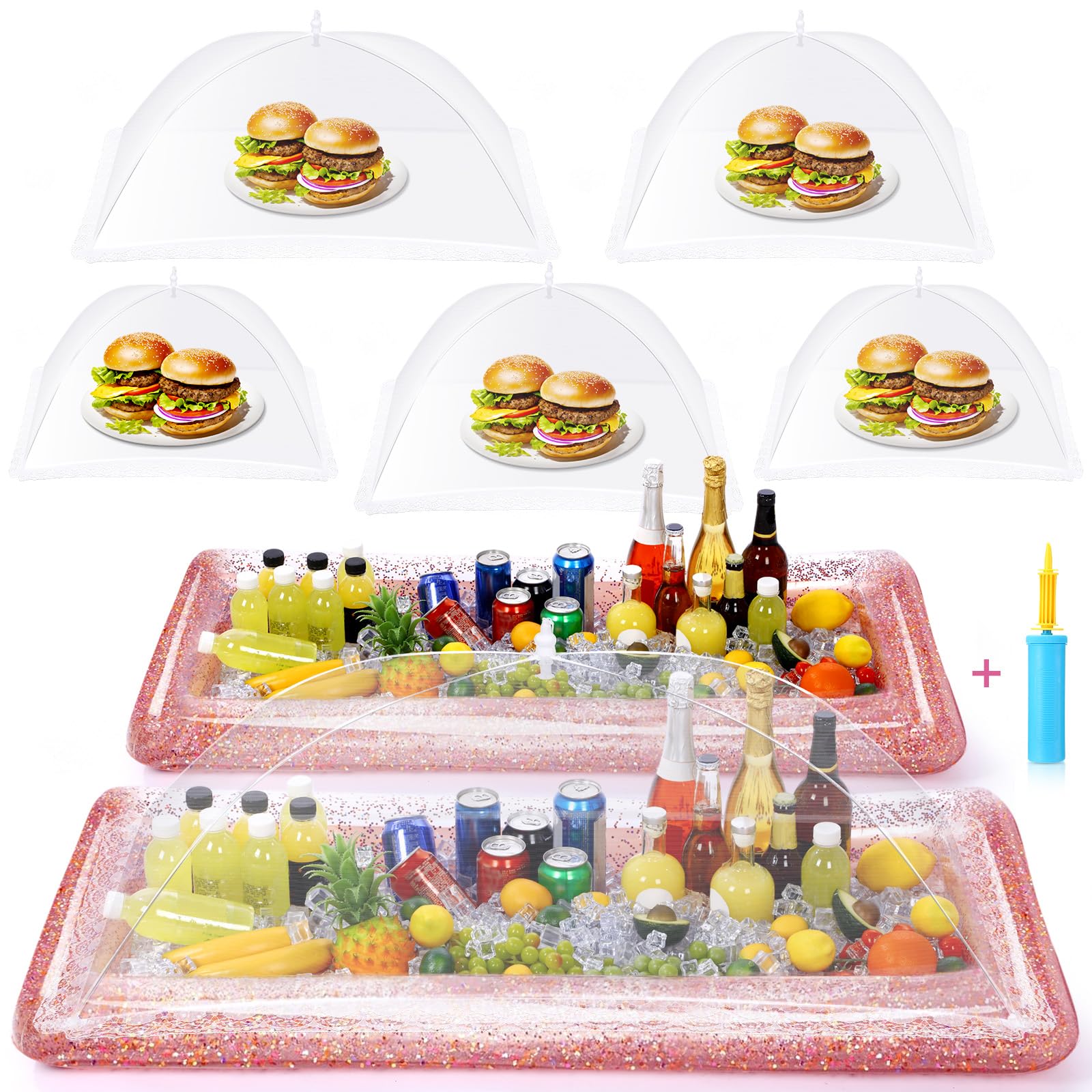 Tiangrid 8 Pcs Glitter Inflatable Serving Bar Kit Includes 2 Salad ...