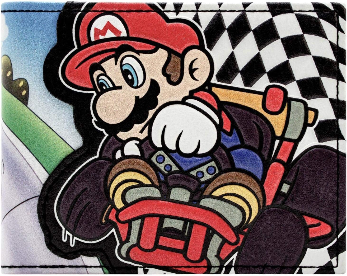 Super Mario Kart Racing Checkered Flag ID & Card Bi-Fold Wallet – BigaMart