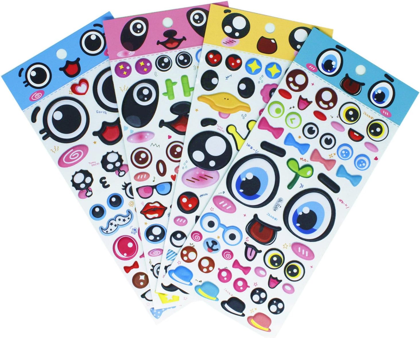 Faces Stickers 4 Sheets with Lips, Glasses, Beard, Ties Foam Eyes ...