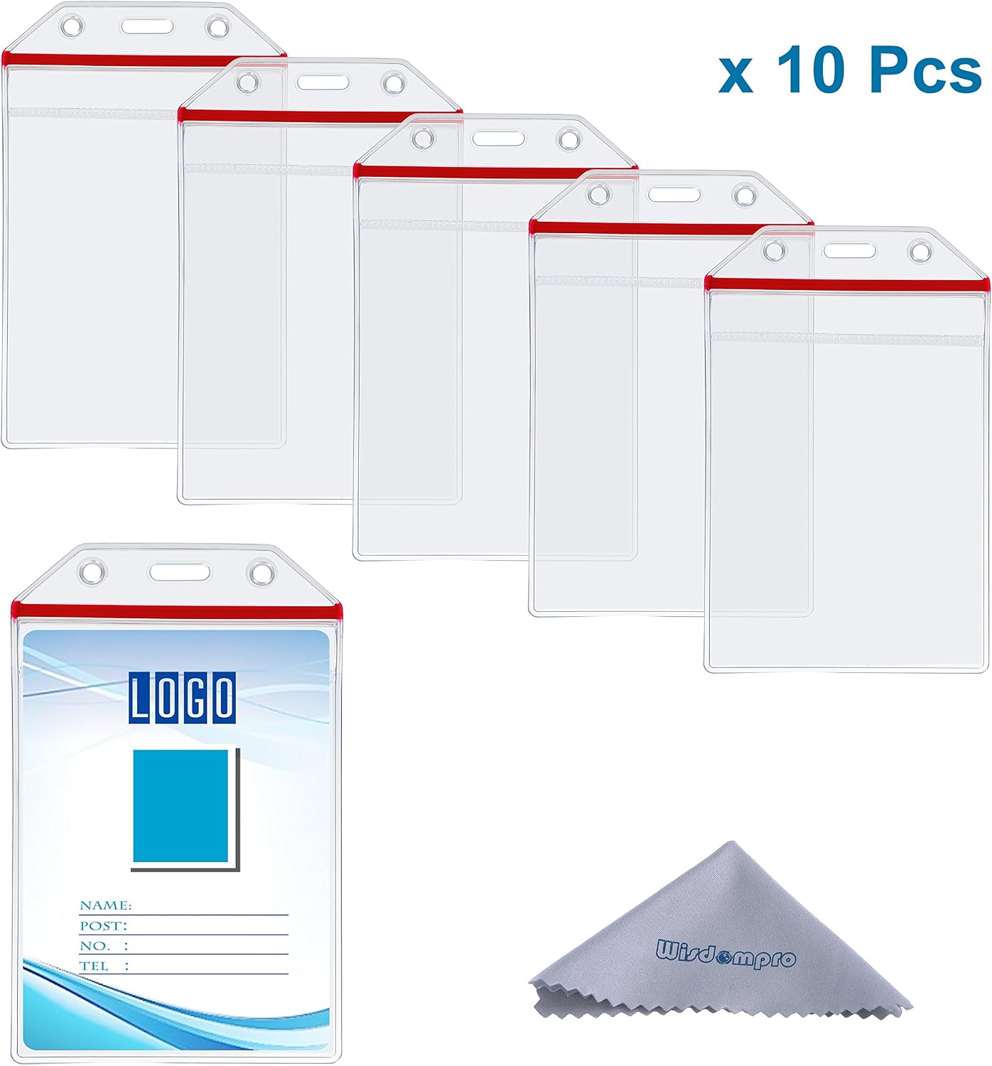 10 Pack [Vinyl PVC] Badge Holders, Wisdompro® Heavy Duty Clear ID Card ...