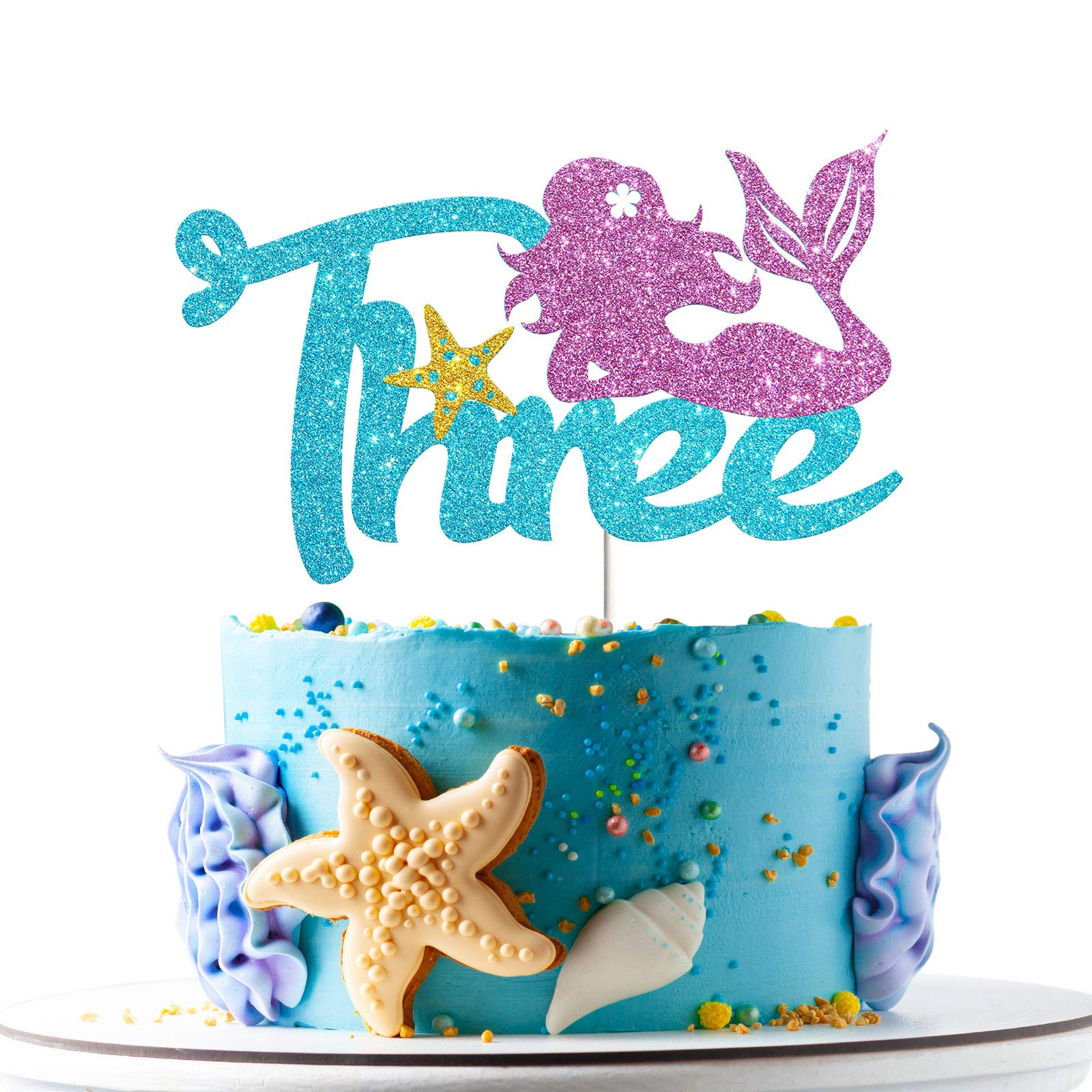 Buy PainsonMermaid Three Cake Topper,Happy 3rd Birthday Cake Decor,I'm ...