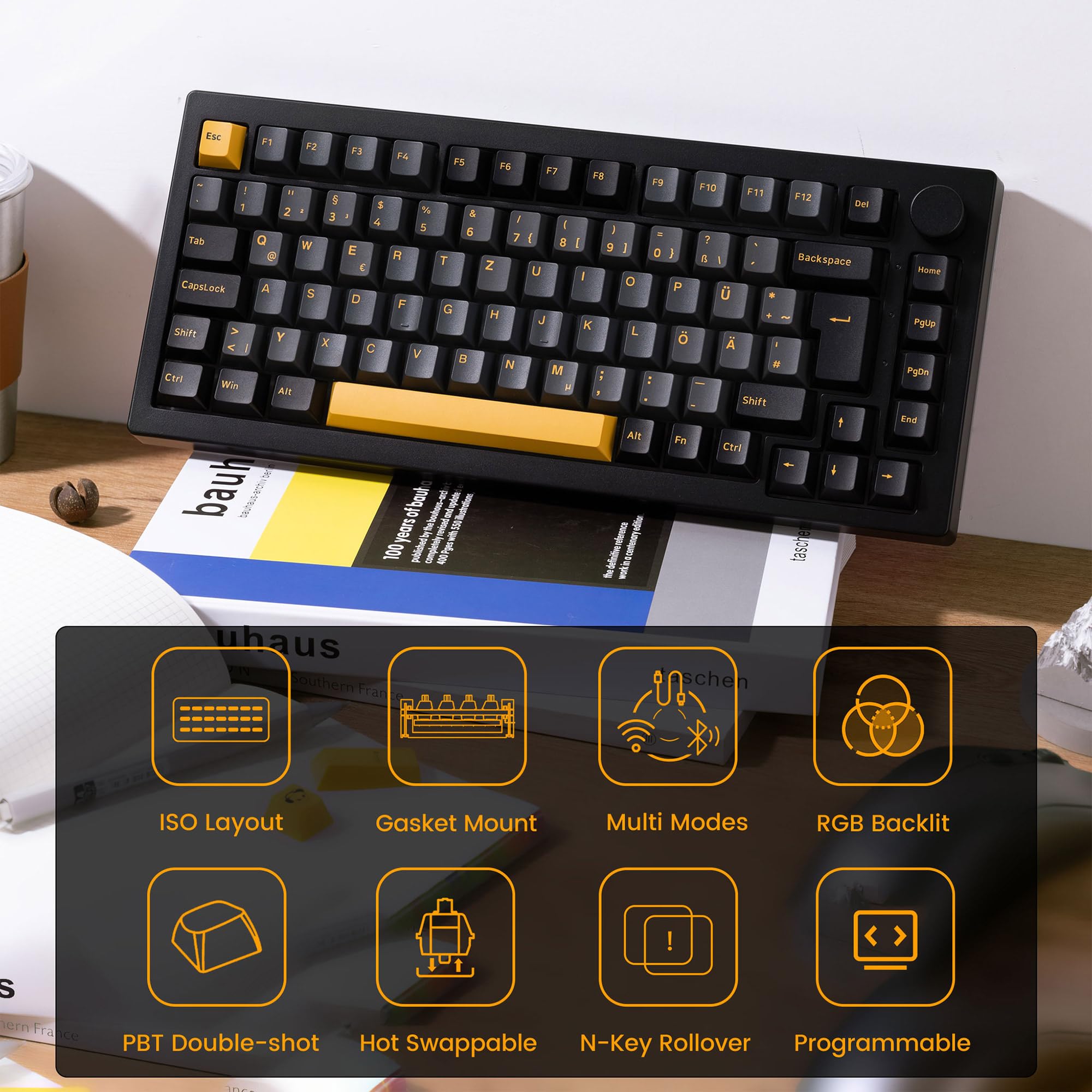 Mua Akko 5075B Plus Mechanical Keyboard, 3 Mode 75% DE Layout Gaming Keyboard with Hot Swappable ...