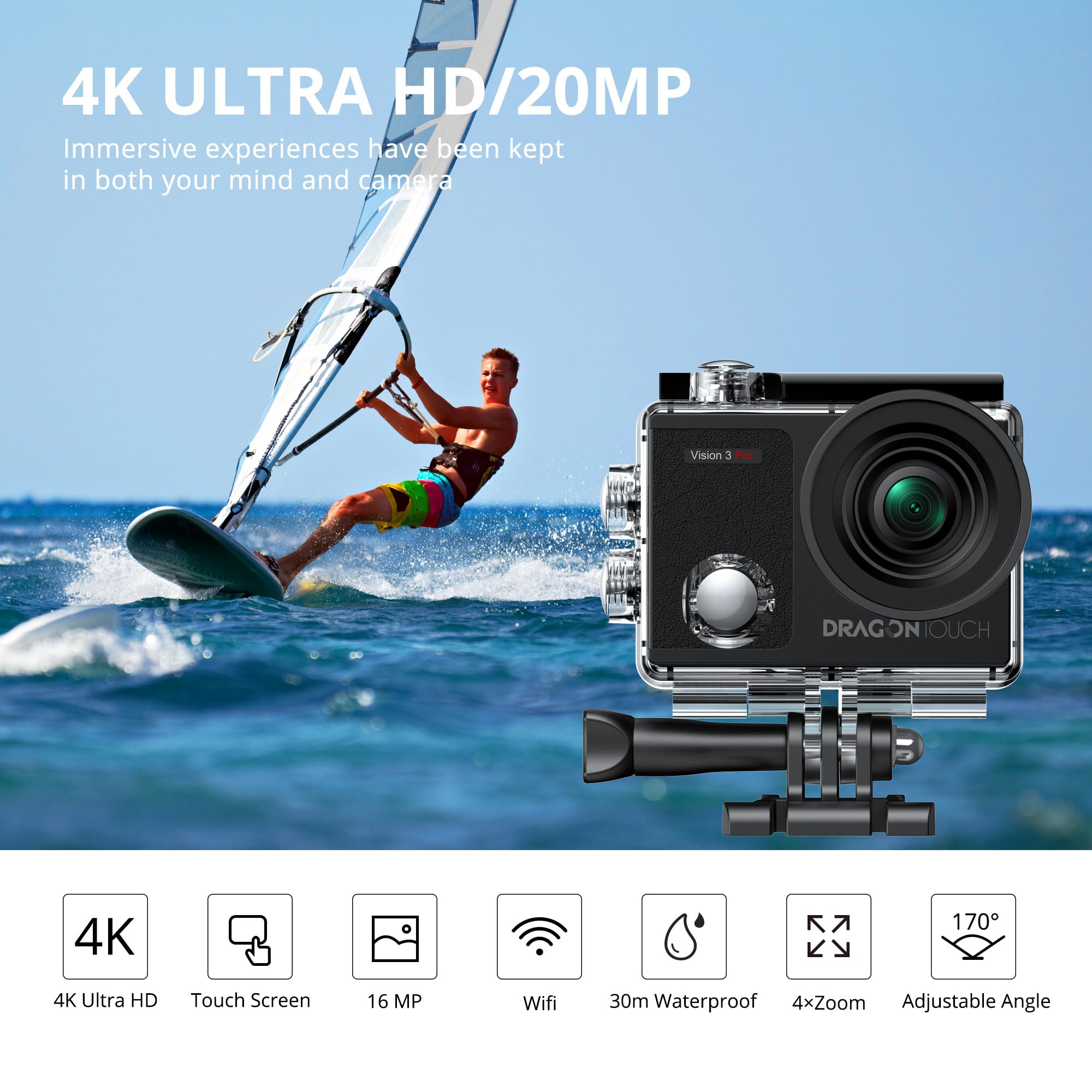 Mua Dragon Touch 4K Underwater HD Action Camera, Vision 3 Pro Touch ...