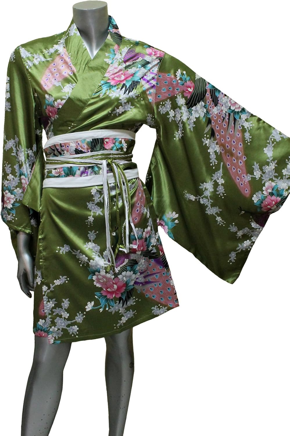 Short Yukata Japanese Kimono Women's Satin Silk Robe Gown Dress - S to ...