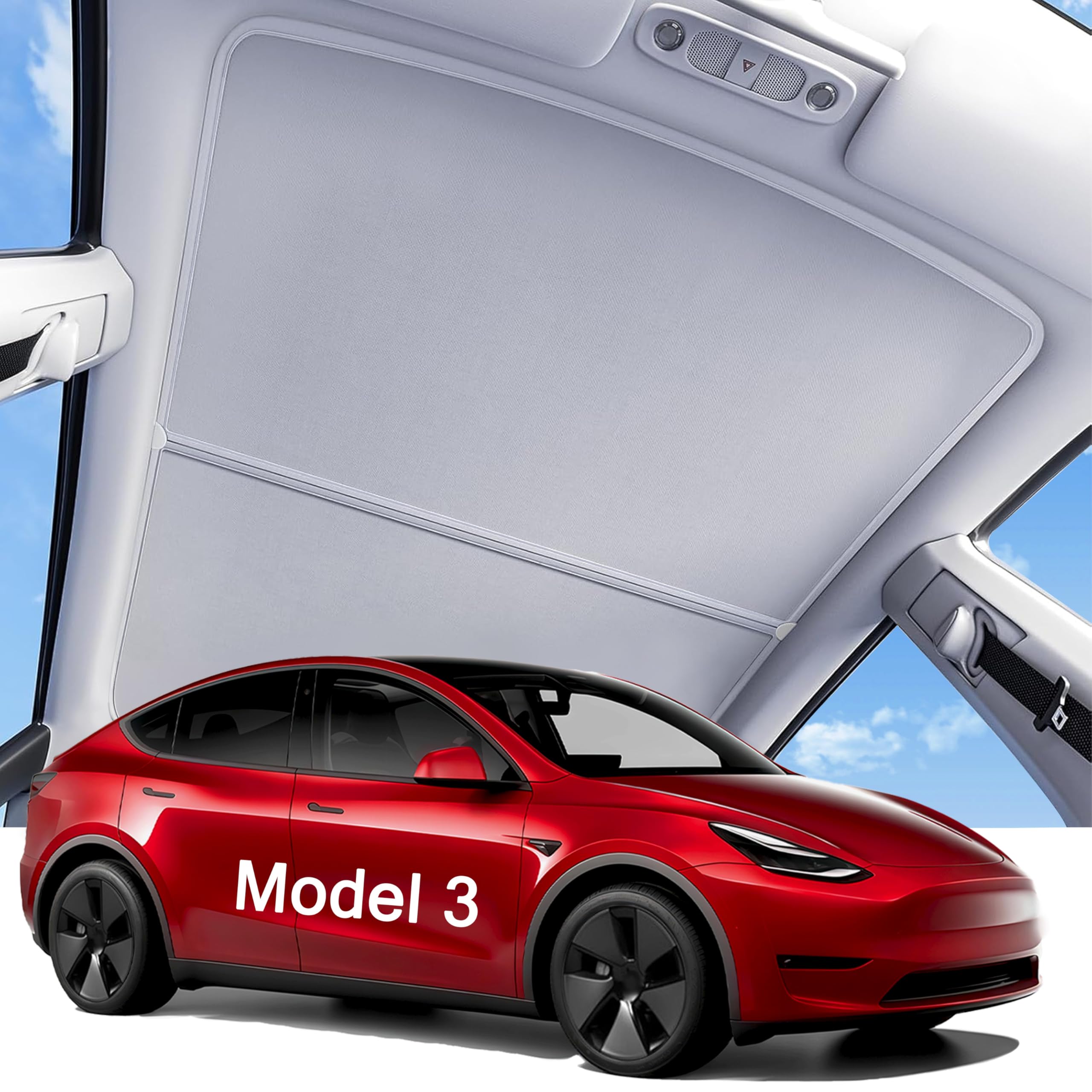 2025 Upgraded Tesla Model 3 Sunshade Roof, UPF200+ Roof Sunshade with ...