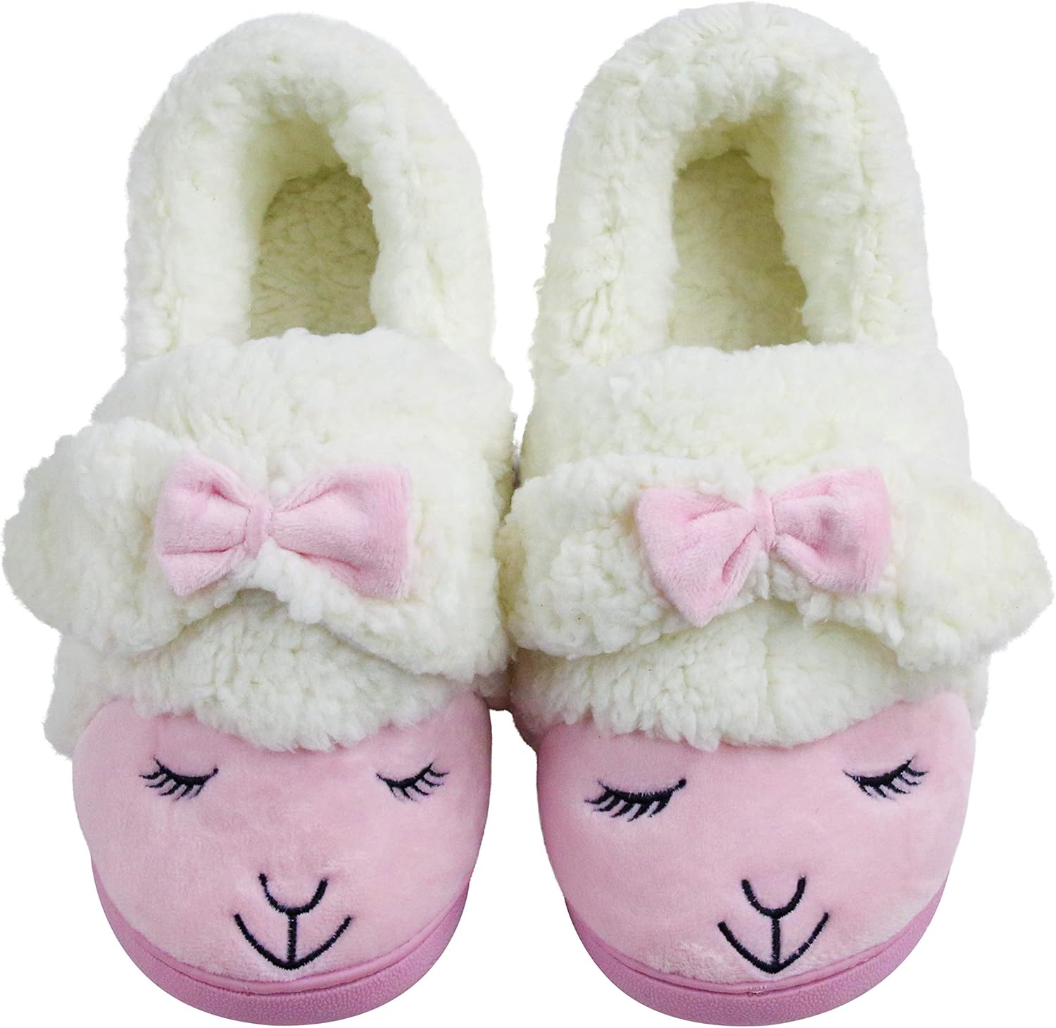 Amazon.com | Sanfiago Cute Lamb Home Slippers for Women Girls with Heel ...