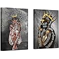 Amazon.com: 2PCS Large Black King and Queen Wall Art Black Couple African American Men Portrait ...