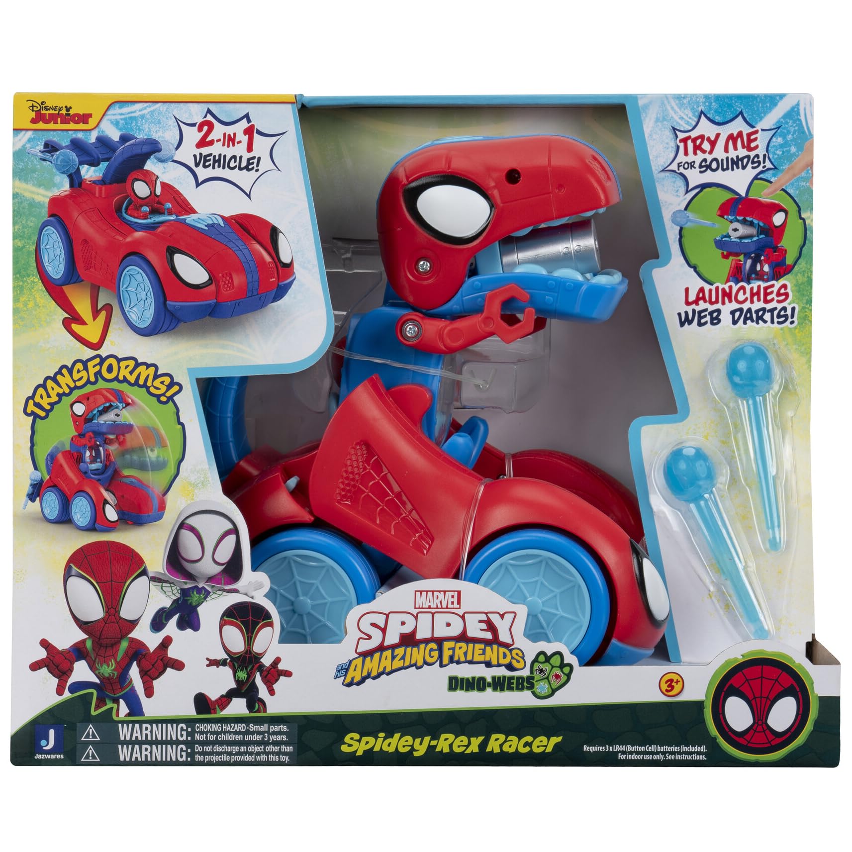 MARVEL Spidey and His Amazing Friends Spidey-Rex Racer - 8-Inch Vehicle ...